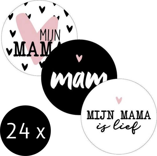 Cadeausticker Moederdag 24 x Mama - Mijn Mama - Mam - Mijn Mama Is Lief ...