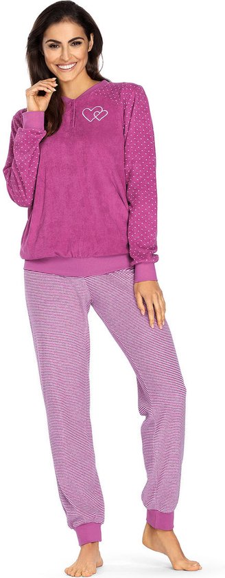 Paarse hartjes pyjama badstof | bol