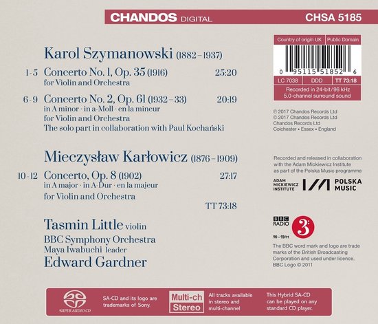 Tasmin Little, BBC Symphony Orchestra, Edward Gardner - Szymanowski ...