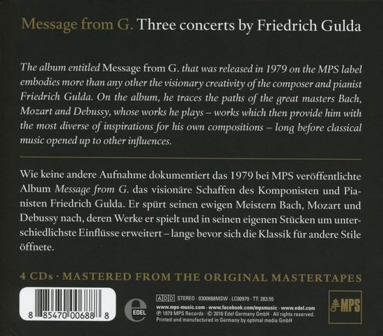 Friedrich Gulda - Gulda: Message From G. (4 CD), Friedrich Gulda ...