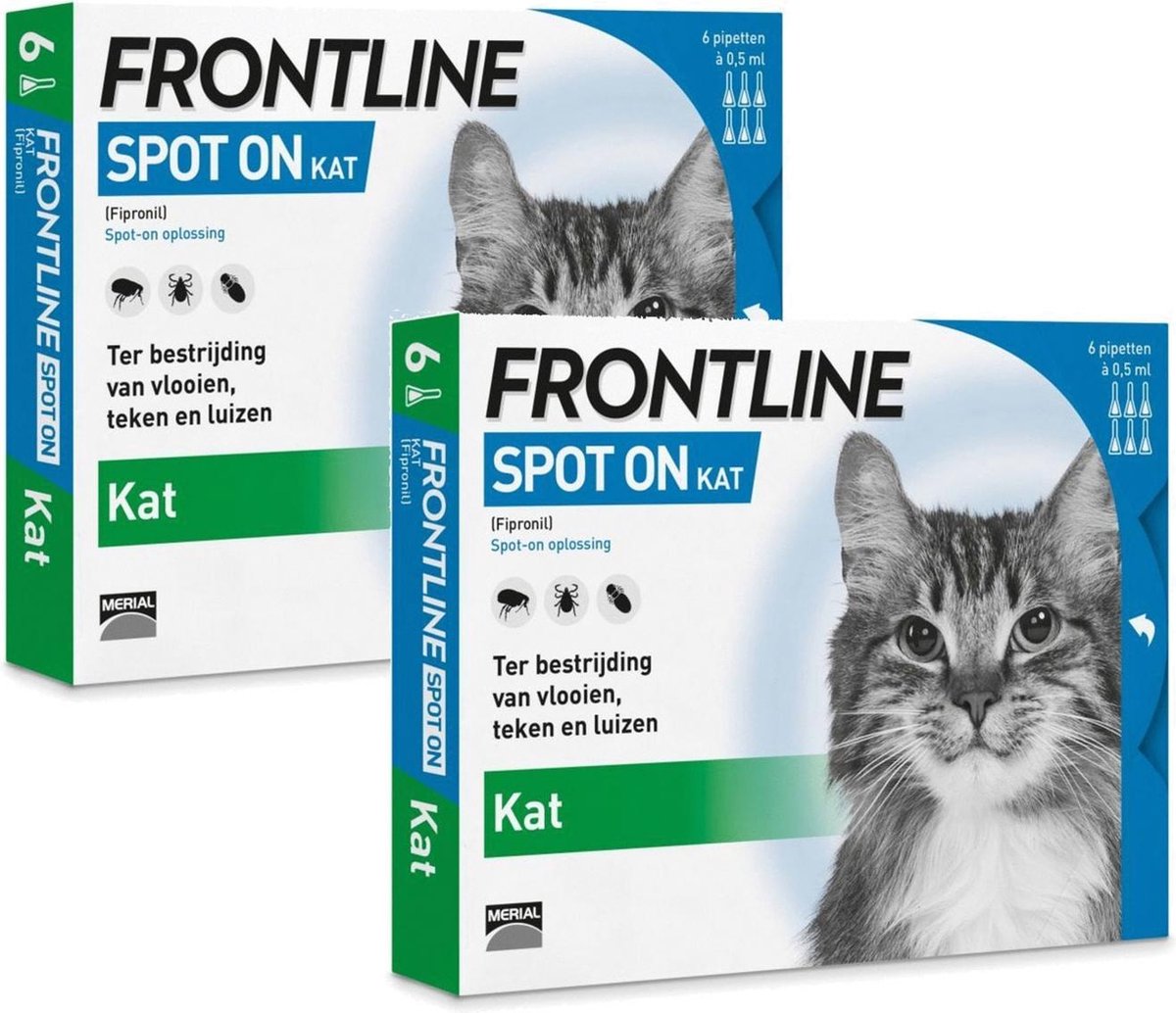 Frontline Spot On Kat - Anti vlooien en tekenmiddel - 2 x 6 pip | bol