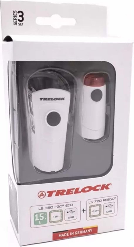 Trelock LS 360 I-GO ECO+LS 720 REEGO Fietsverlichting sets wit | bol