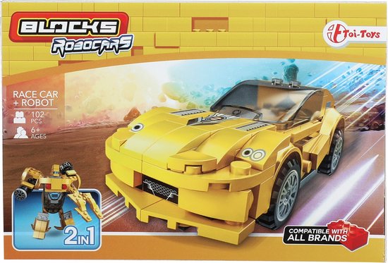 Toi-toys Bouwstenenset Blocks Robocars Junior Geel-Blauw-Groen-Rood 102 ...