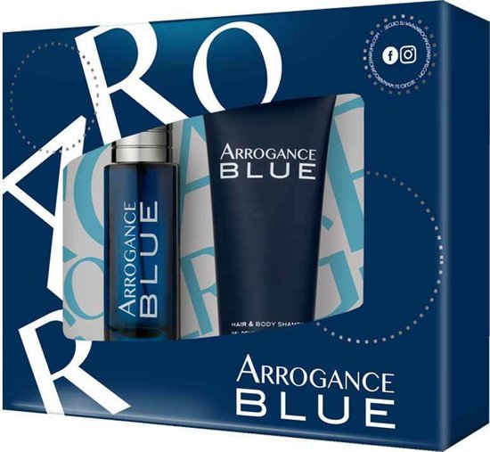 Arrogance Blue set van eau de toilette + hair & body shampoo | bol
