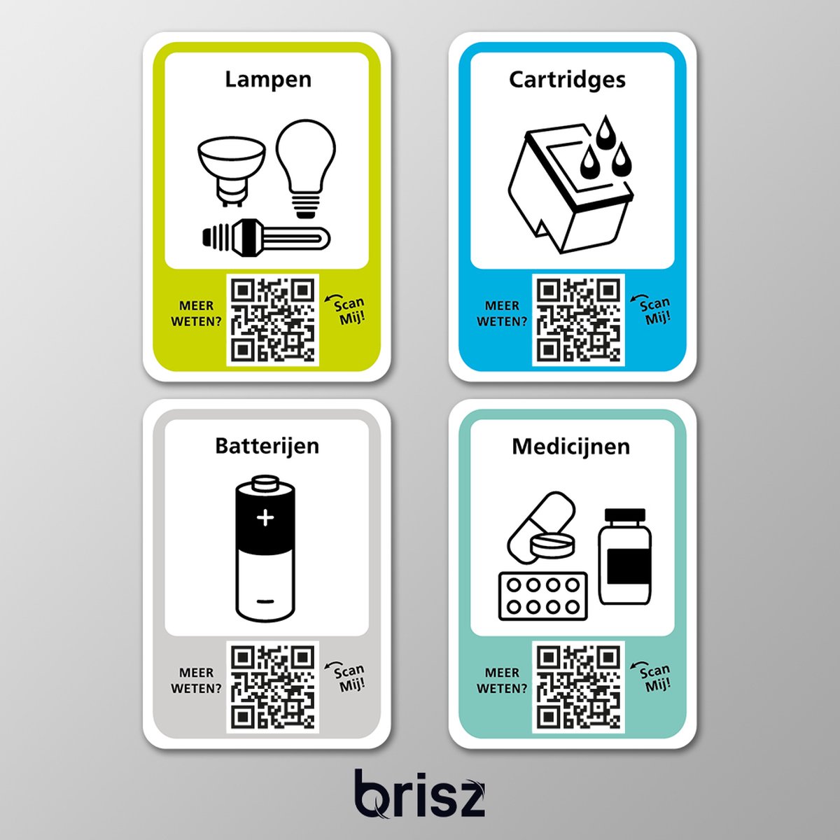 Brisz mini afvalstickers met afbeelding set van 4 mini afval stickers ...