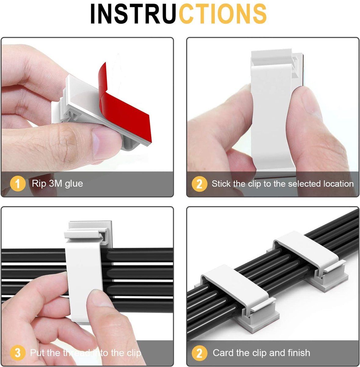 Kabelclips | Kabelklem | Kabelgeleiders | Zelfklevend | 50 Stuks | Wit ...