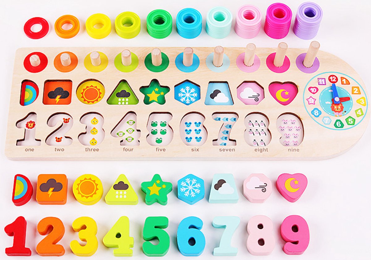 6-in-1 Houten Nummer Puzzel & Houten Getallen Puzzel & Rekenpuzzel ...