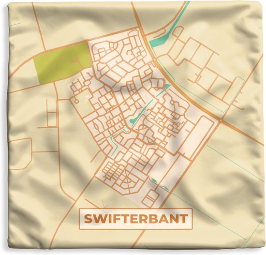Kussenhoes 45x45 cm - Plattegrond - Swifterbant - Vintage - Katoen ...