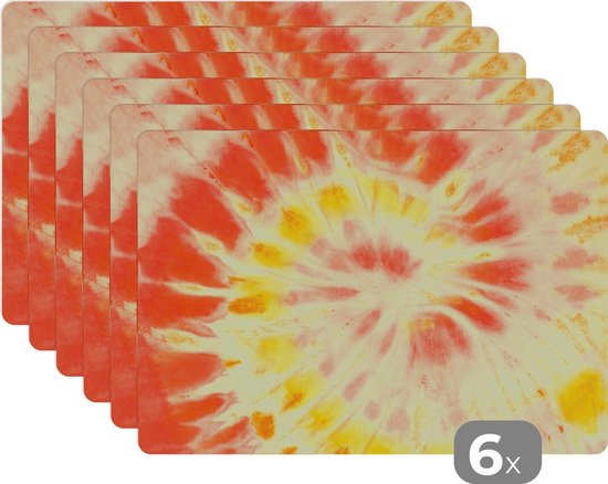 Placemat - Placemats kunststof - 45x30 cm - Zomer - Tie dye - Rood - 6 ... Placemat - Placemats kunststof - 45x30 cm - Zomer - Tie dye - Rood - 6 ...