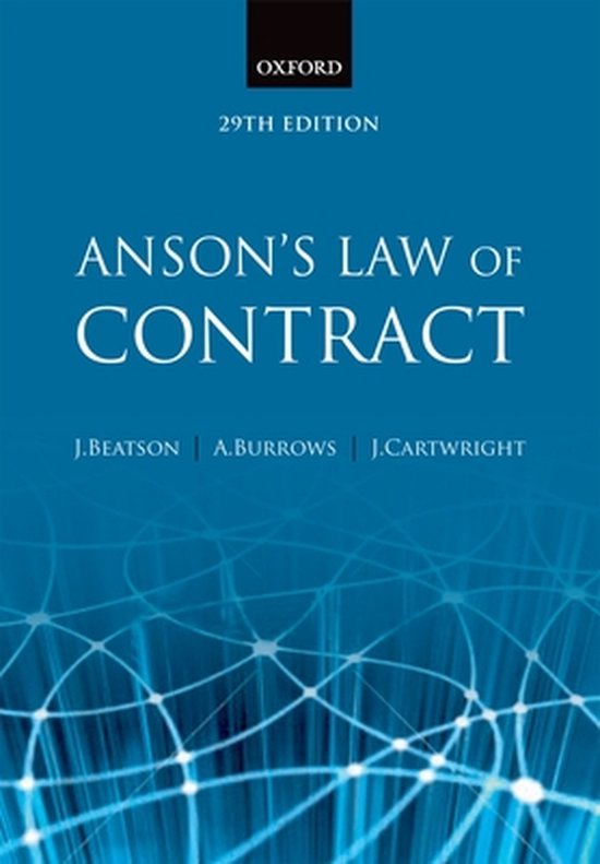Anson's Law of Contract | 9780199282470 | Sir Jack Beatson FBA | Boeken ...