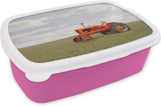 Broodtrommel Roze - Lunchbox - Brooddoos - Tractor - Wielen - Vintage ...