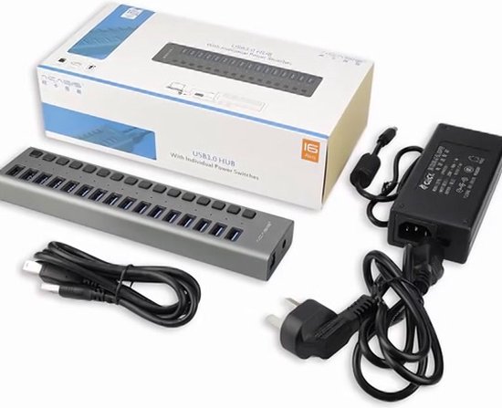 Viatel USB 3.0 Hub - 10 Poorten - 48W - 5Gbps - Externe Voeding - Blauw ...