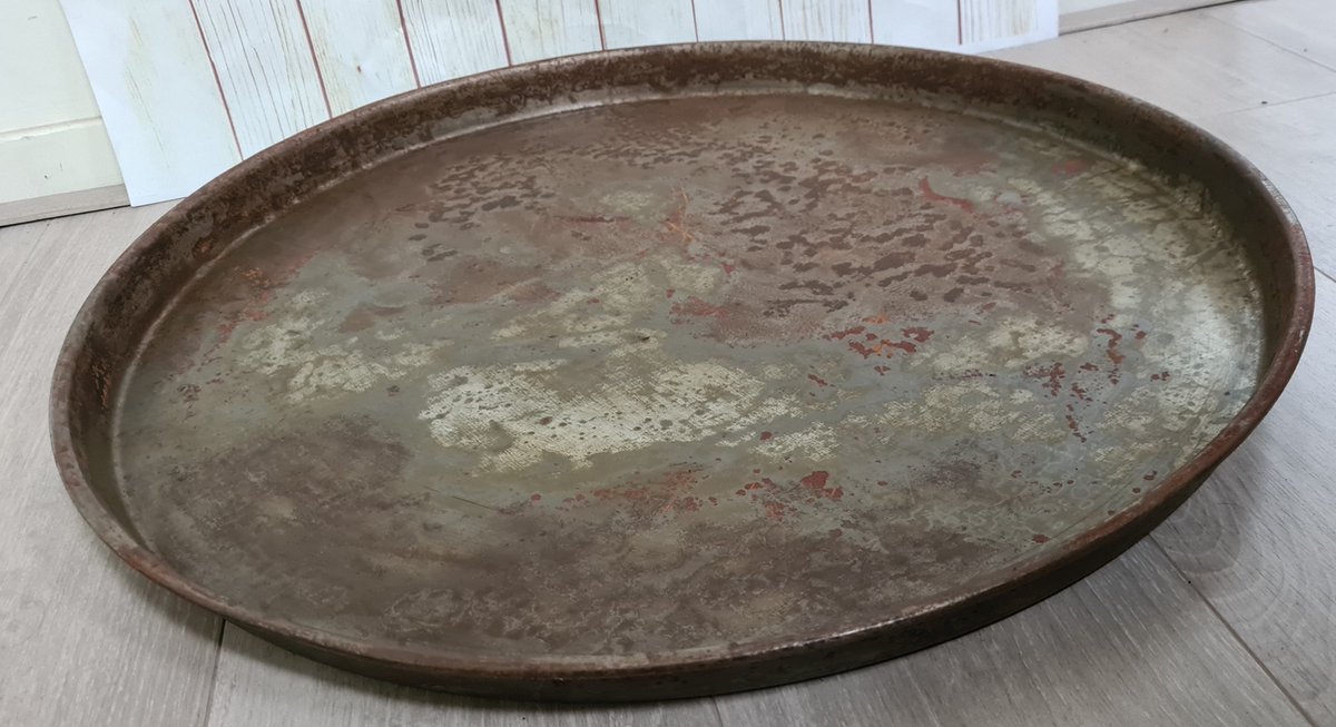 Kaarsenplateau - oude ijzeren schaal - industrieel - 54 cm - roest ...