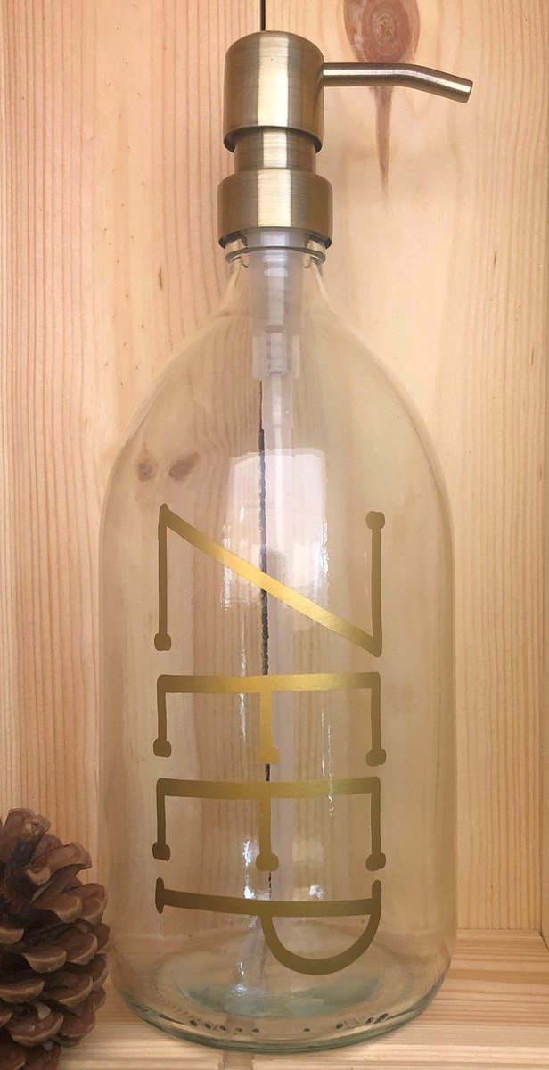 Zeepdispenser | Zeeppompje | Zeep | transparant glas | 1ltr | Goud ...
