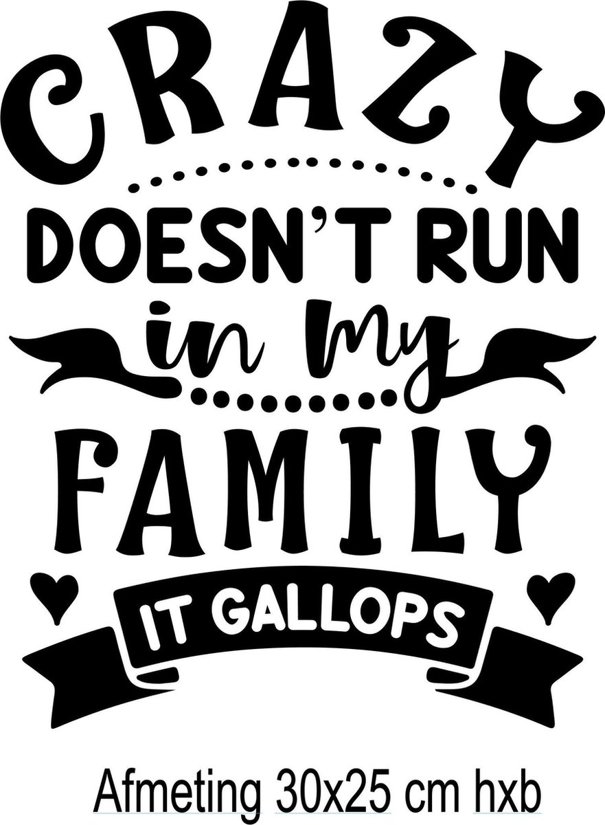 Muur - Raam Sticker tekst Crazy Family Teksten Familie Spreuken ...