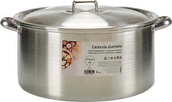 Kinvara grote kookpan/Soeppan met deksel - Aluminium - 18 liter - D39 x ...