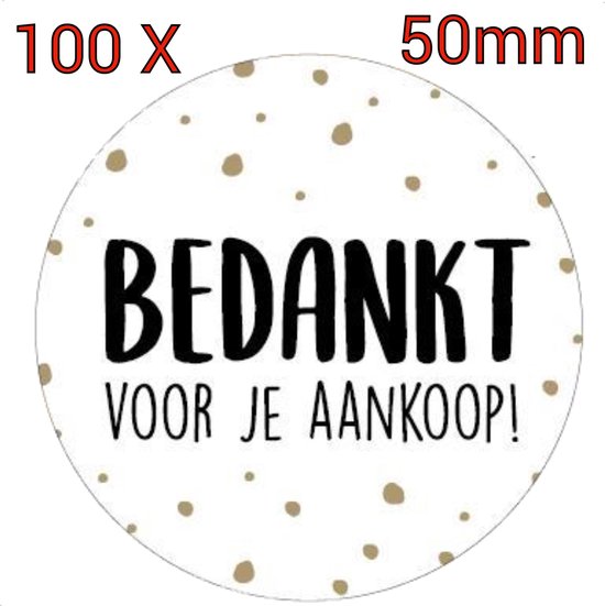 100 Sluitstickers XL 50 mm-Thank You Stickers-Bedankt Stickers-Bedankt Voor Je Aankoop... | bol.com