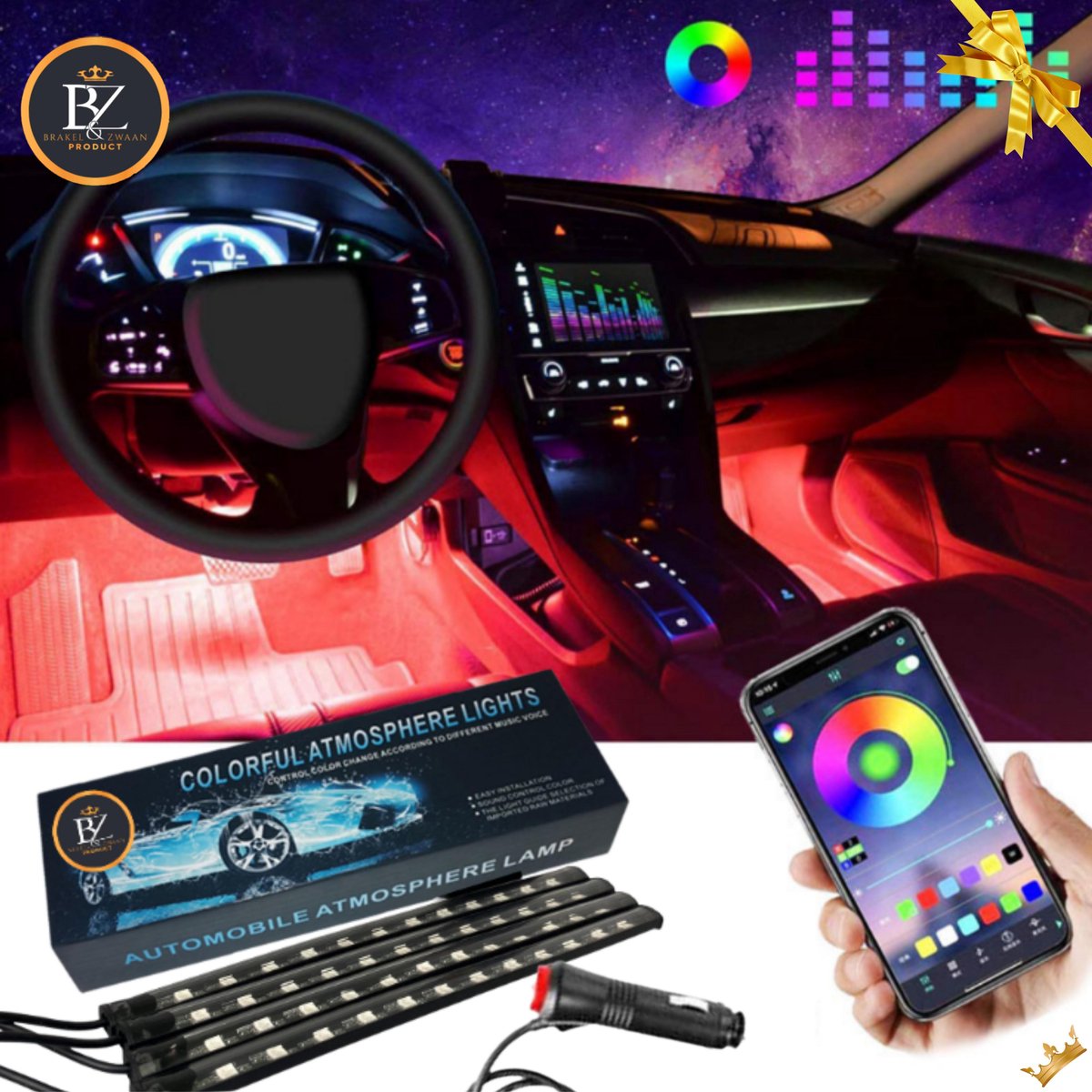 Brakel & Zwaan® Auto LED RGB Interieur Verlichting met App Bediening ...