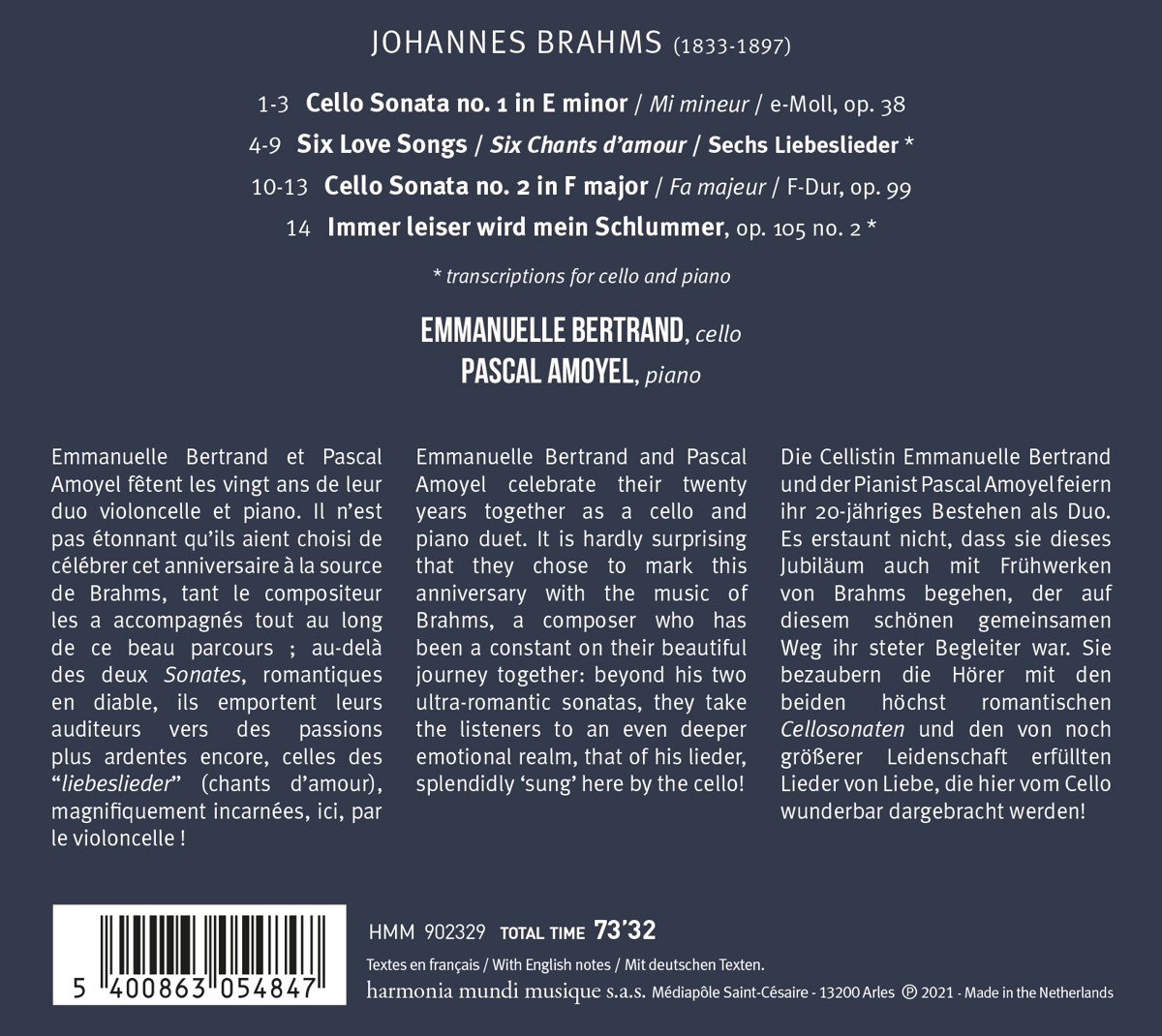 Emmanuelle Bertrand Pascal Amoyel - Johannes Brahms Sonatas & Liebeslie (CD),... | bol.com