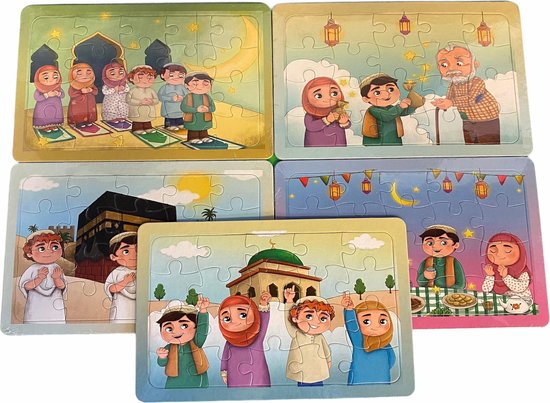 Islamitisch puzzelcadeau voor moslimkinderen - set van 5 stuks ...