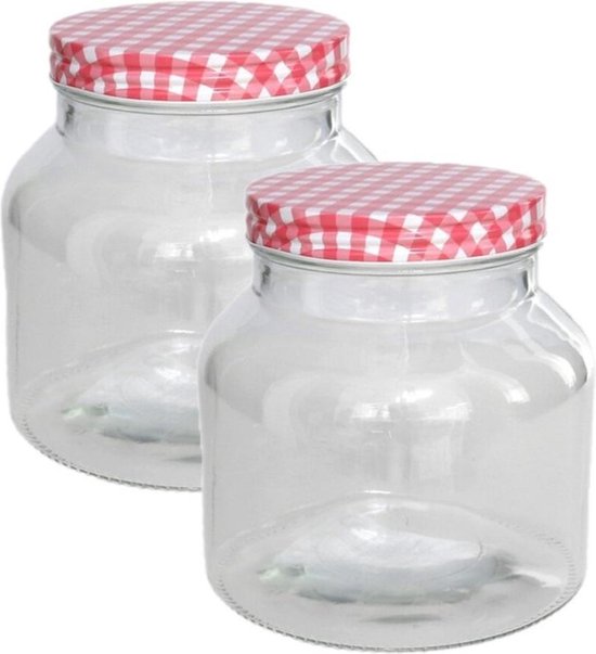 Set van 2x stuks groot formaat inmaakpotten/weckpotten van 2000 ml met ...
