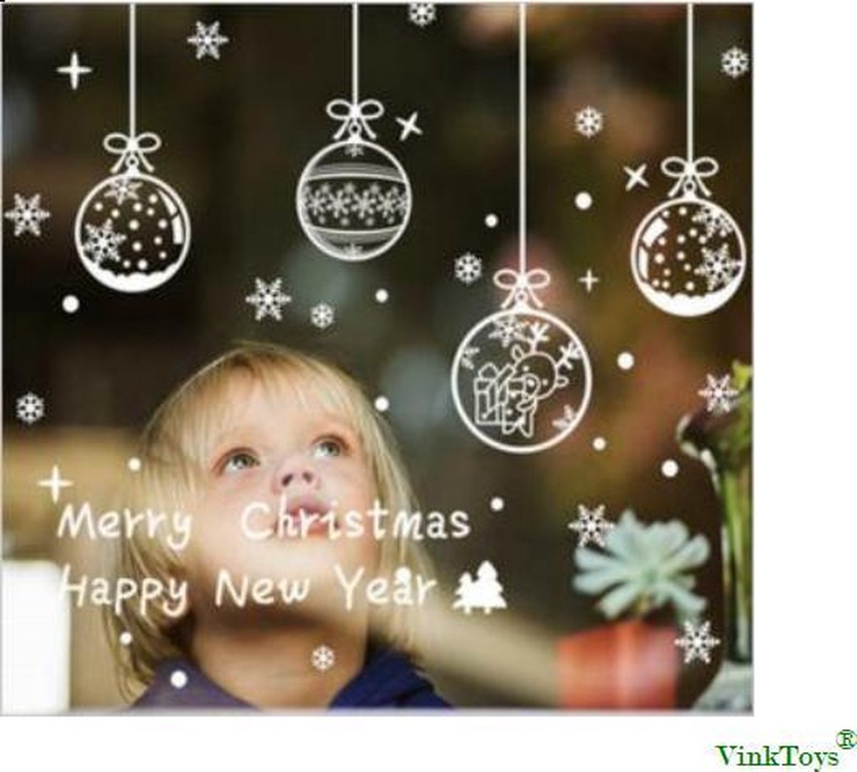 Raamstickers - Kerst - 4-delig Kerst raamstickers - Sneeuwballen ...