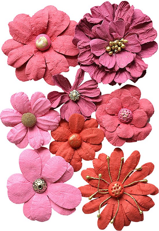 Creative Elements Handmade Paper Symphony Flowers X8 Pink Bol