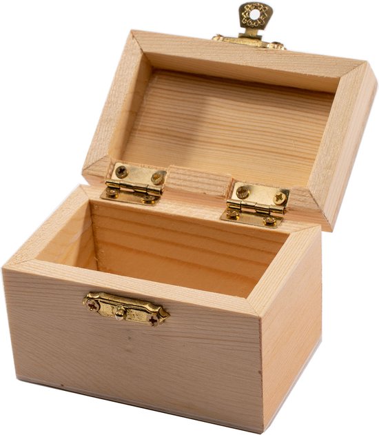 Vaessen Creative Houten Doos - Poplar - Met slotje - 8x6x5cm | bol