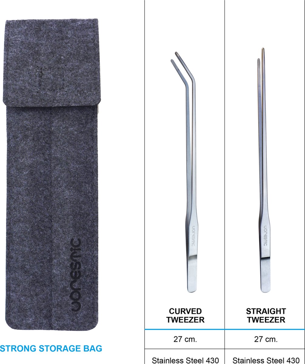 Set de Pinces Longues 27 cm - Brucelles Courbes et Droites - 2 pièces ...