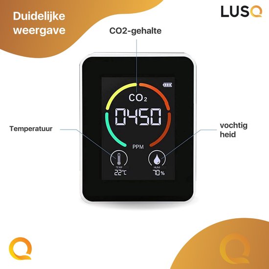 LUSQ® - Professionele - 3 in 1 CO2 Meter - CO2 Meter Horeca - Draadloos ...