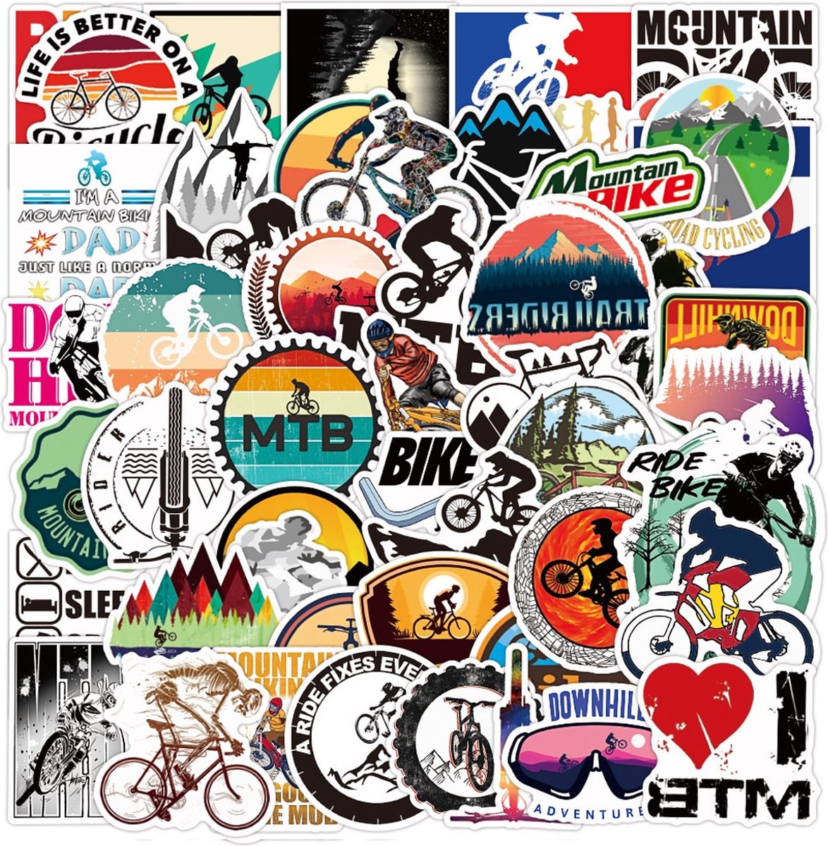 Mountainbike Stickers | Fiets Stickers | Wielrennen - 50 Stickers Voor ...