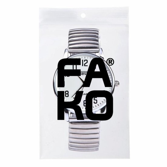 Fako® - Horloge - Rekband - Featurely - Ø 40mm - Zilverkleurig - Wit | bol
