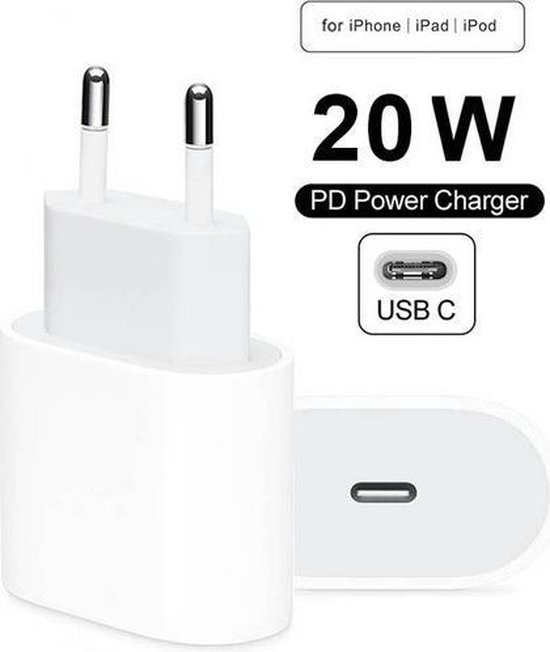 iPhone 12 / 13 stekker 20W USB-C oplader Wit - Geschikt voor Apple ...