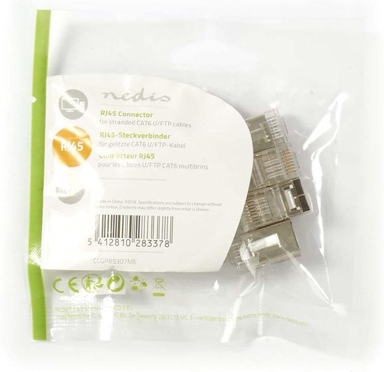 RJ45-Connector - Male - Stranded STP CAT6 - Recht - Verguld - 10 Stuks ...