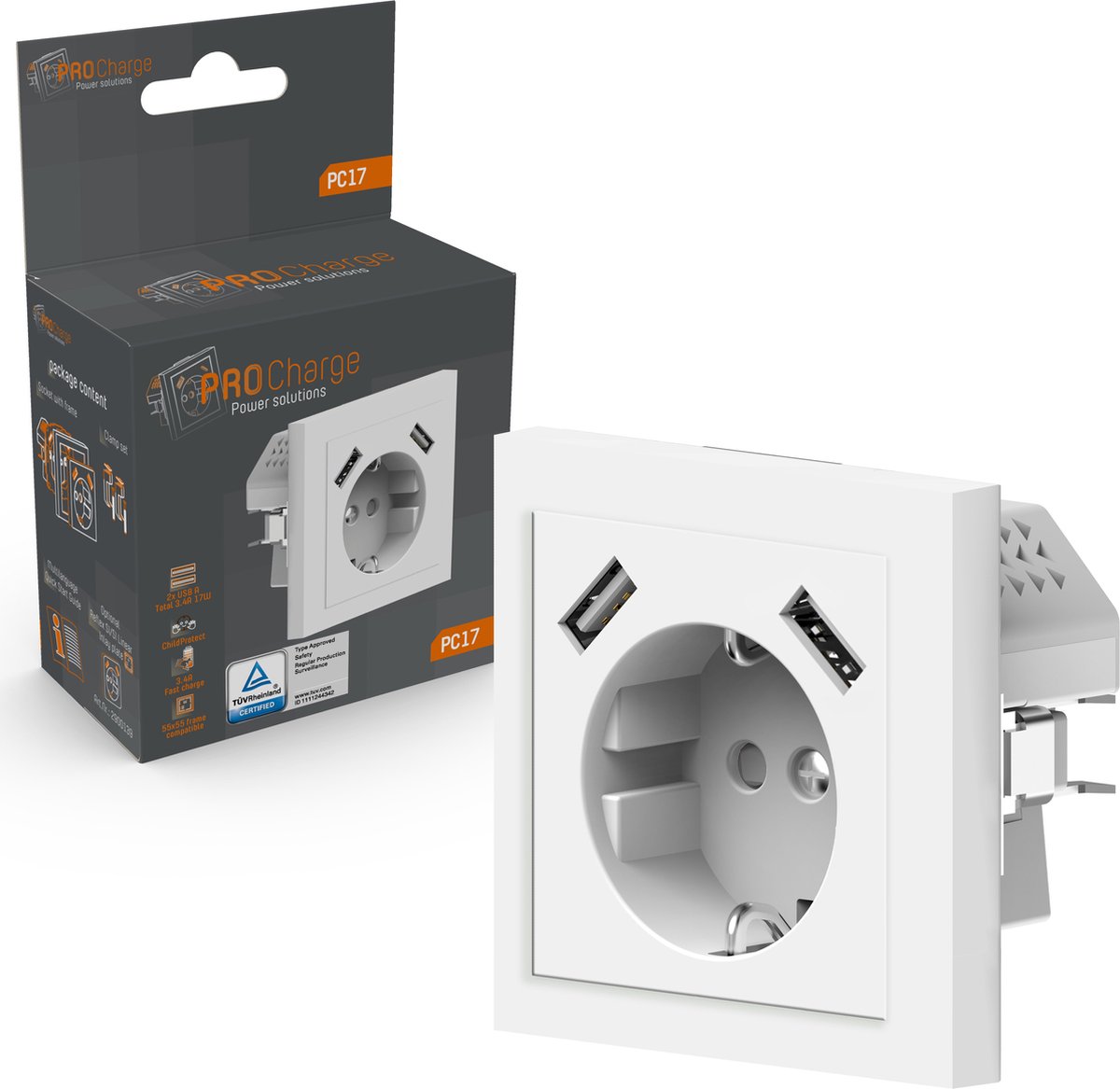 LED's Light USB Contactdoos - Inbouw stekkerdoos - Stopcontact met ...