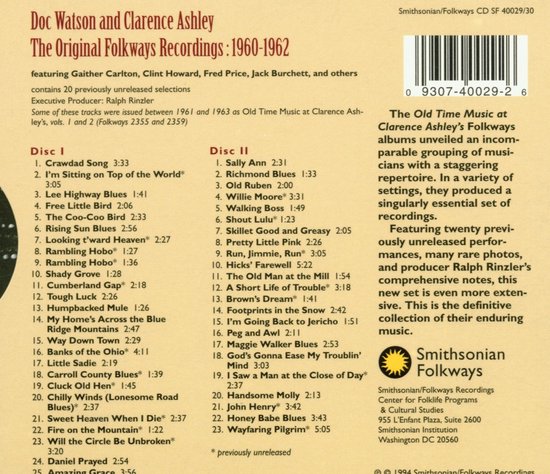 Doc & Clarence Ashley Watson - Doc Watson And Clarence Ashley (CD ...