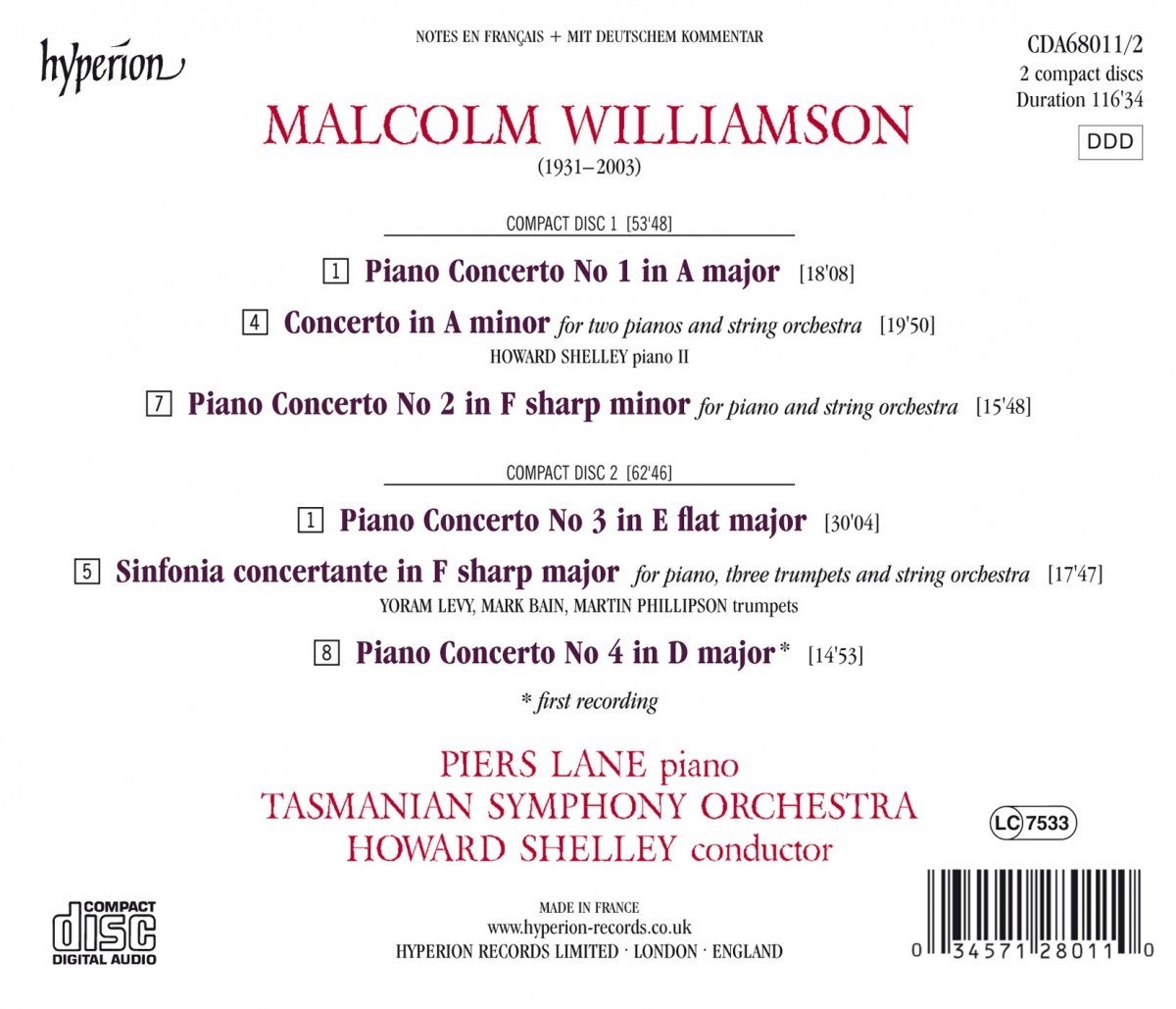 Piers Lane, Tasmanian Symphony Orchestra, Howard Shelley - Williamson: The Complete... | bol.com