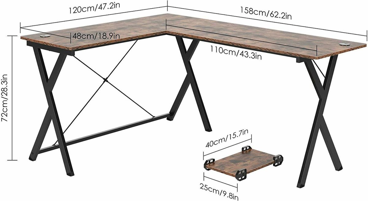 Hoek Desktop Computer Bureau - Modern - Eenvoudig - L-vormig - Tafel ...