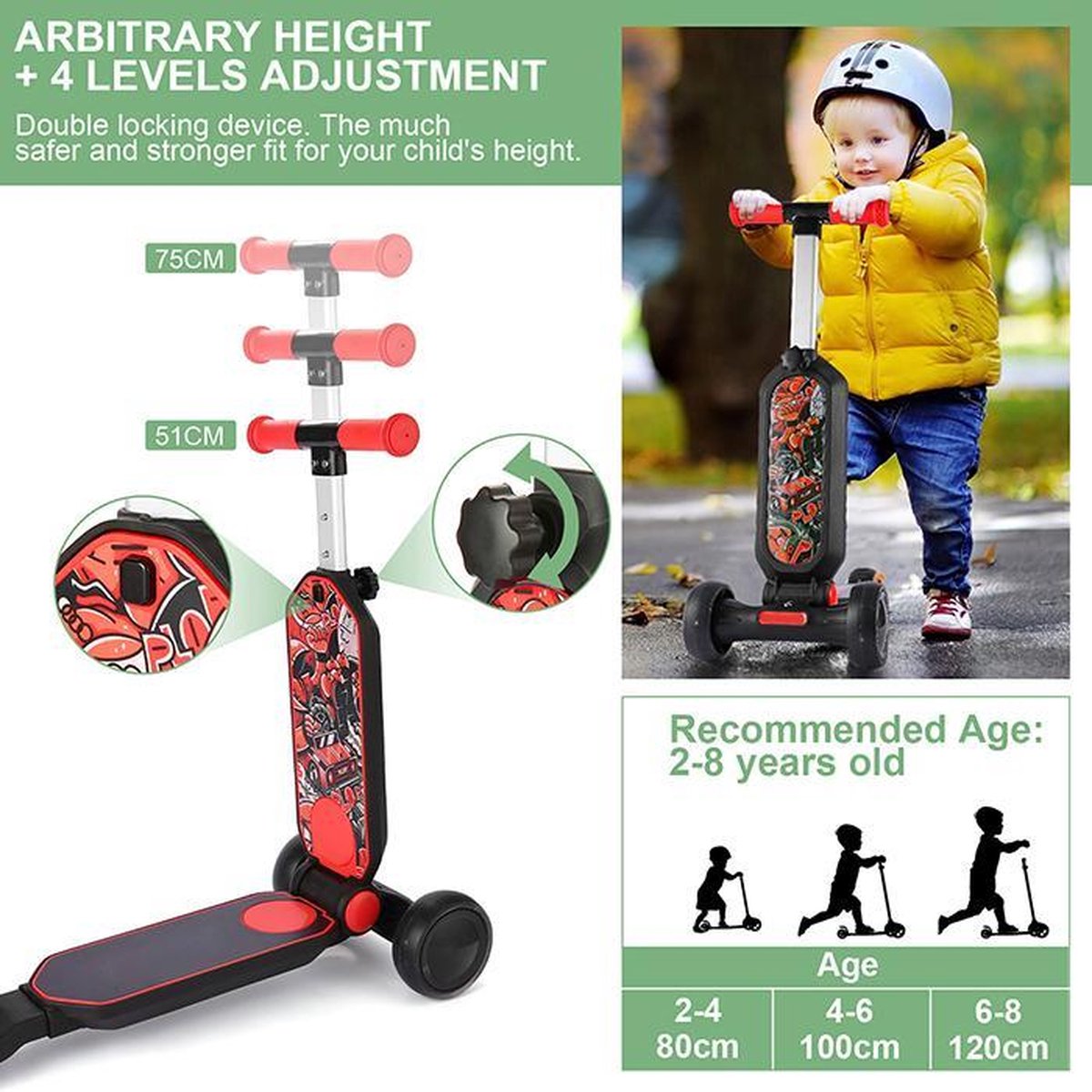 Kickstep - In hoogte verstelbaar - Kinderstep - 2 In 1 - Opvouwbaar ...