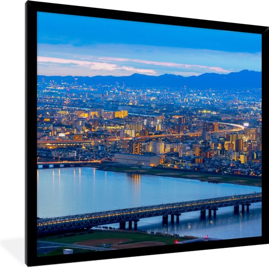 Fotolijst incl. Poster - Stadsgezicht van Osaka in Japan tijdens de ...
