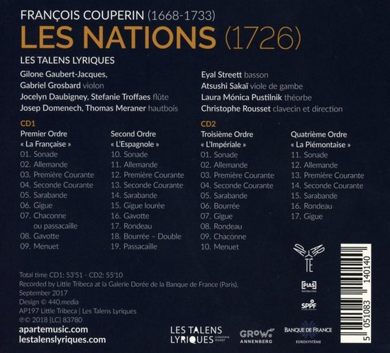 Les Talens Lyriques Christophe Rous - Couperin Les Nations (2 CD ...