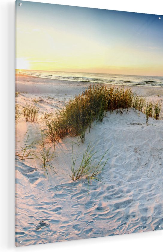 Artaza Glasschilderij - Strand En Duinen Tijdens Zonsondergang - 60x80 - Plexiglas... | bol