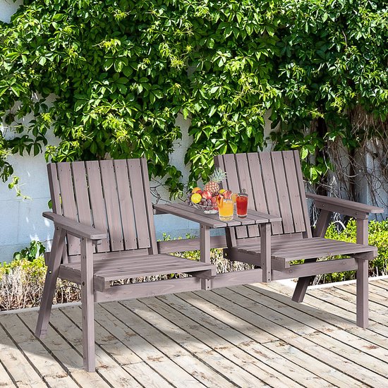 Nancy's Annan Tuinbank Met Tafel - Koffie - Firwood - 59,84 cm x 27,56 ...