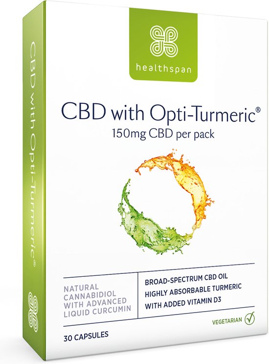 Healthspan CBD met Opti-kurkuma 30 capsules | Hoogwaardige combinatie met 5mg CBD-olie... | bol