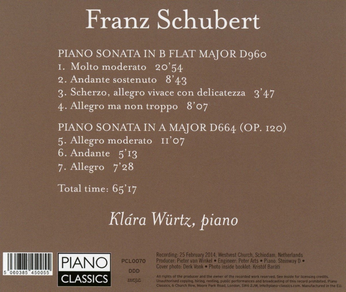 Schubert; Piano Sonatas D960 & 664, Klara Wurtz | CD (album) | Muziek | bol.com