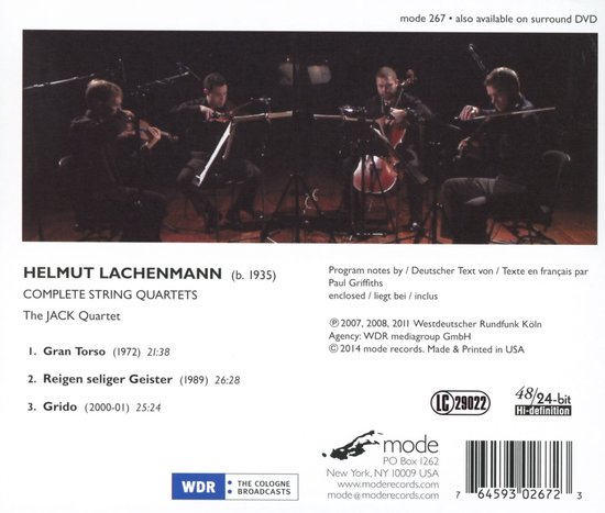 Jack Quartet - Helmut Lachenmann: Complete String Quartets (CD), Jack Quartet | Muziek | bol