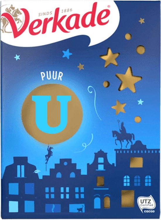 Verkade chocoladeletter - letter U - puur 1x135g | bol