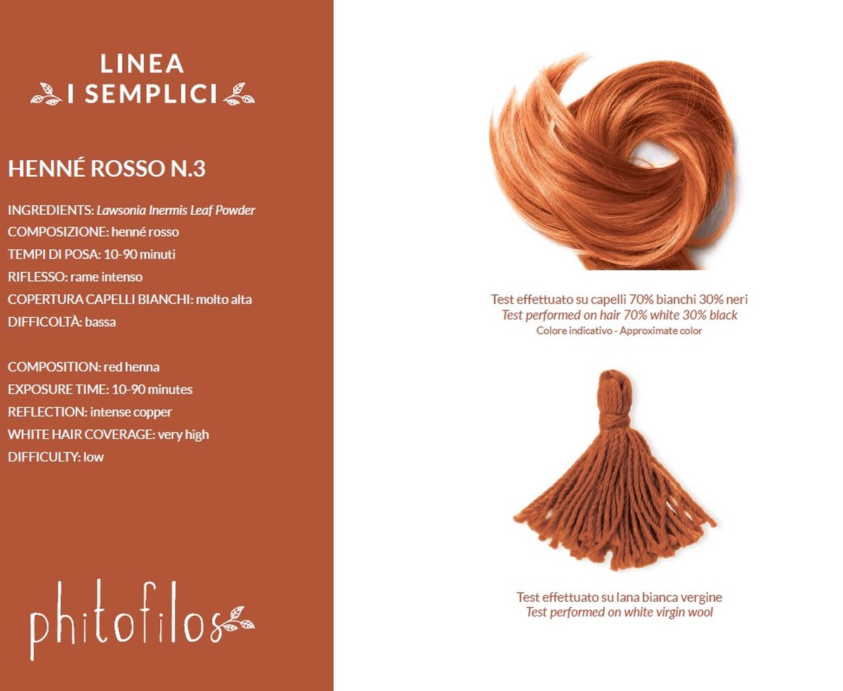Phitofilos gecertificeerde henna poeder verf ROOD n.3, 100gr | bol.com