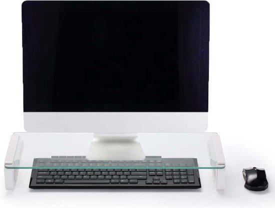 Monitorstandaard van Glas - Monitor verhoging van Glas - Incl. 4x USB 3 ...