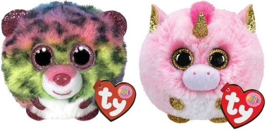 Ty - Knuffel - Teeny Puffies - Dotty Leopard & Fantasia Unicorn | bol.com